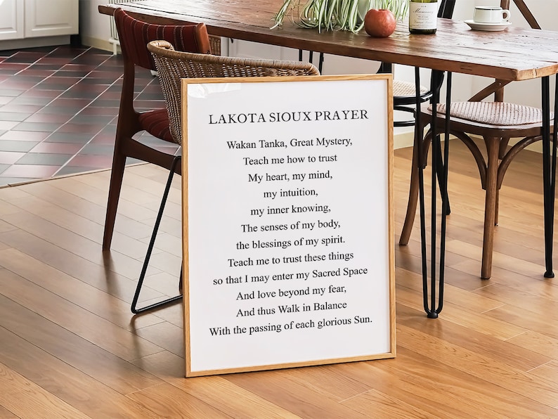 Lakota Sioux Prayer - Teach Me How to Trust Printable, Digital Download ...