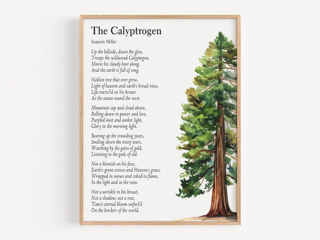 The Calyptrogen Poem by Joaquin Miller, Sequoia Tree Life Printable ...