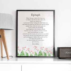Epitaph Poem When I Die Give Printable, NCIS Funeral Speech Print ...