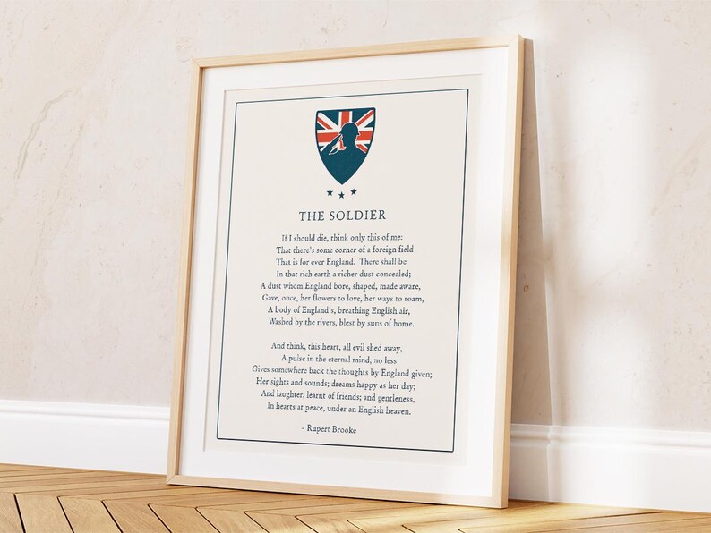 The Soldier Poem - Rupert Brooke Printable, Digital Download, World War ...