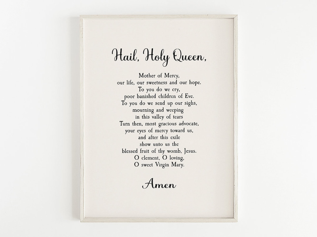 Hail Holy Queen Prayer Printable, Catholic Print, Digital Download ...