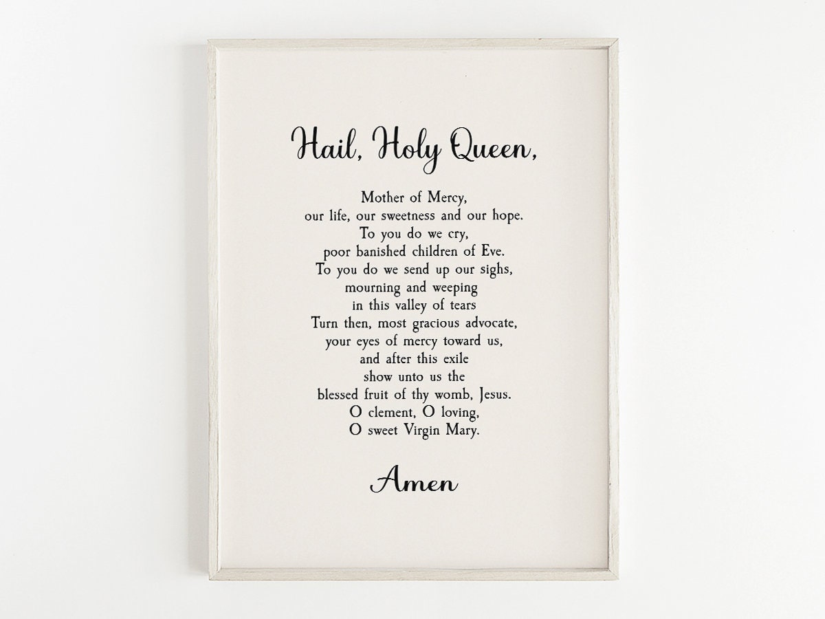 Hail Holy Queen Prayer Printable, Catholic Print, Digital Download ...