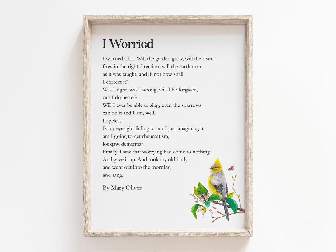 I Worried Poem by Mary Oliver Printable, Typography Poetry Print ...