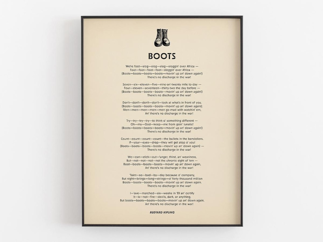 Boots - Rudyard Kipling Poem Printable, Digital Download, Veteran ...