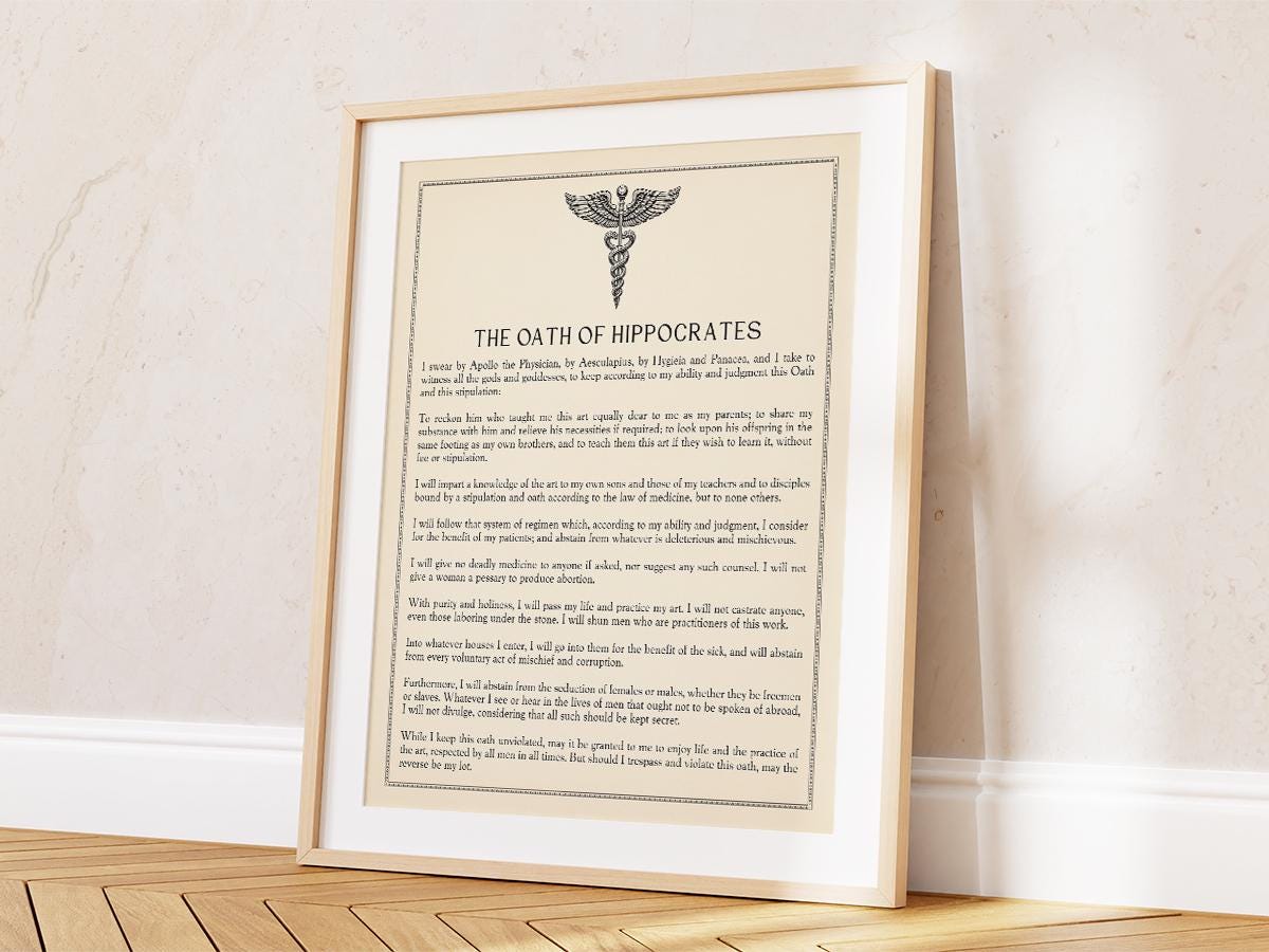 The Oath of Hippocrates Printable, Digital Download, Doctor Medical ...