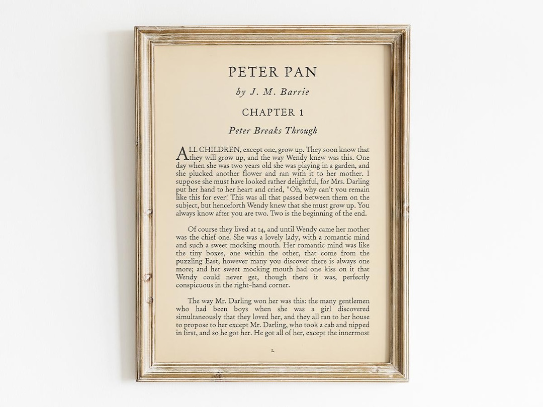 Peter Pan First Page Chapter 1 Vintage Printable, Digital Download ...