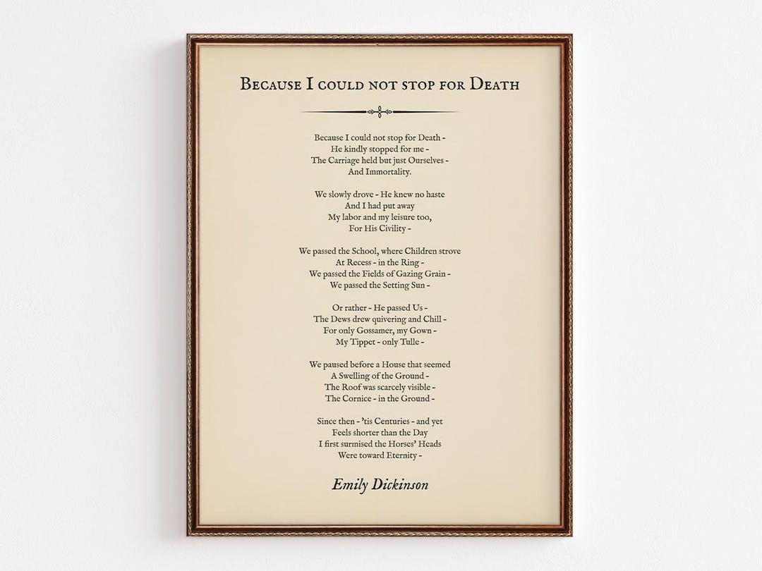 Because I Could Not Stop for Death Poem - Emily Dickinson Printable ...