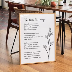 The Little Snowdrop Poem Printable, Miscarriage Art, Digital Download ...