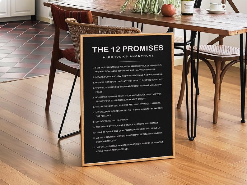 The 12 Promises of AA Printable, Digital Download, Addiction Recovery ...