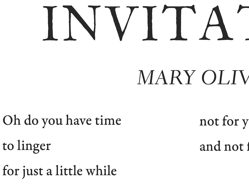 Invitation Poem by Mary Oliver Printable, Digital Download, Life ...
