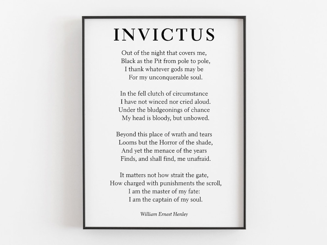 Invictus by William Ernest Henley Printable, Typography Literature ...