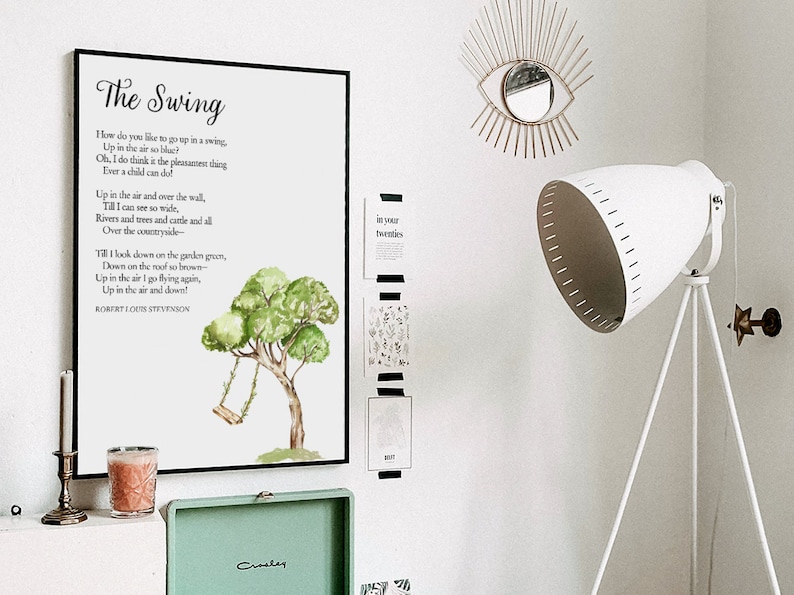 The Swing Poem by Robert Louis Stevenson Printable, Childhood Tree ...