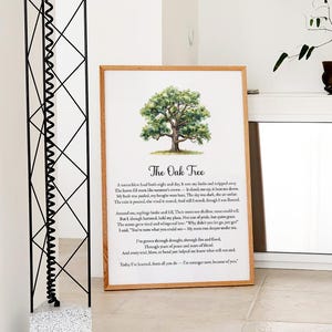 The Oak Tree Poem Printable, Life of a Tree Poetry Wall Art, Digital ...