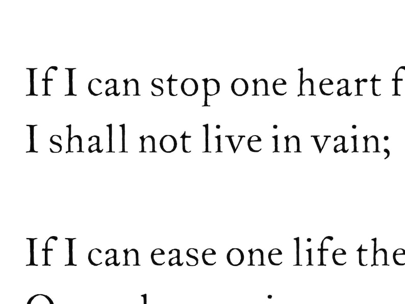 If I Can Stop One Heart Poem - Emily Dickinson Printable, Digital ...