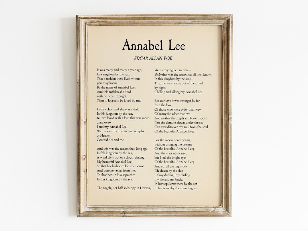 Annabel Lee Poem - Edgar Allan Poe Printable, Digital Download, Vintage ...