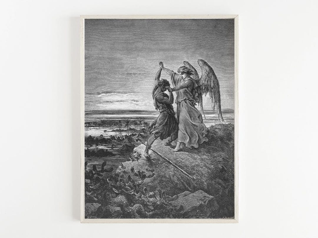 Genesis 32 Jacob Wrestles With the Angel of God Gustave Doré Printable ...