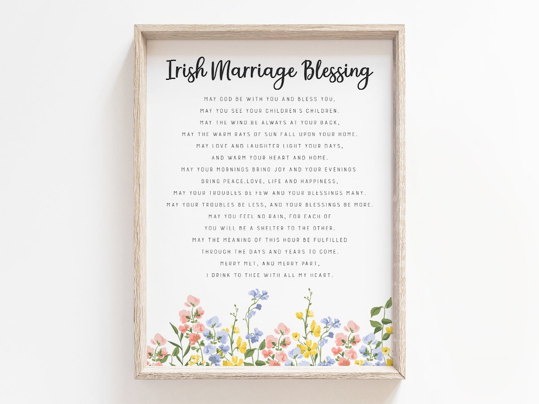 Irish Wedding Blessing Prayer Printable, Marriage Proverb Print ...