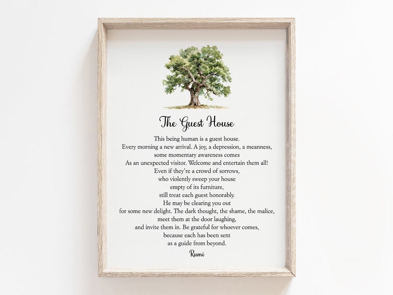 The Guest House Poem by Rumi Printable, Digital Download, Literary ...