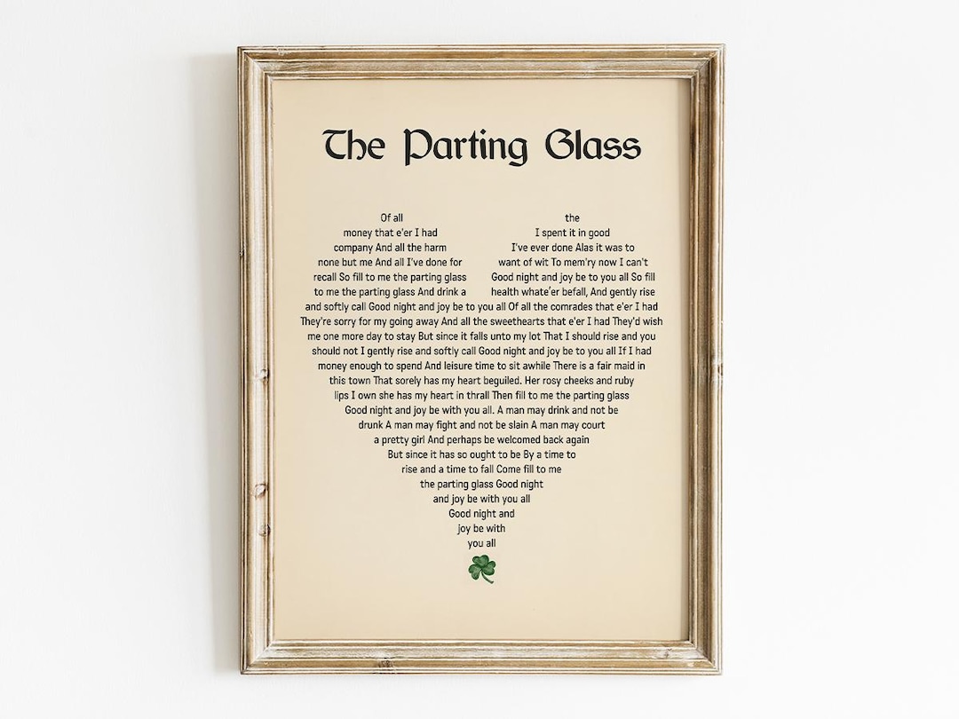 The Parting Glass Lyrics Printable, Traditional Irish Folk Song ...