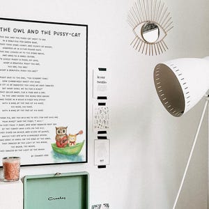 The Owl and the Pussycat Poem by Edward Lear Printable, Nursery Rhyme ...