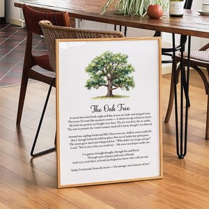 The Oak Tree Poem Printable, Life of a Tree Poetry Wall Art, Digital ...