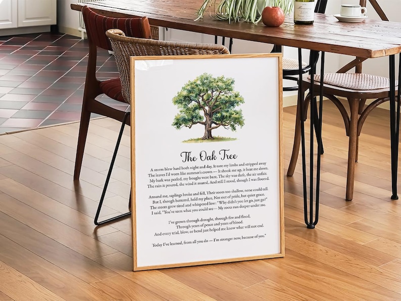 The Oak Tree Poem Printable, Life of a Tree Poetry Wall Art, Digital ...
