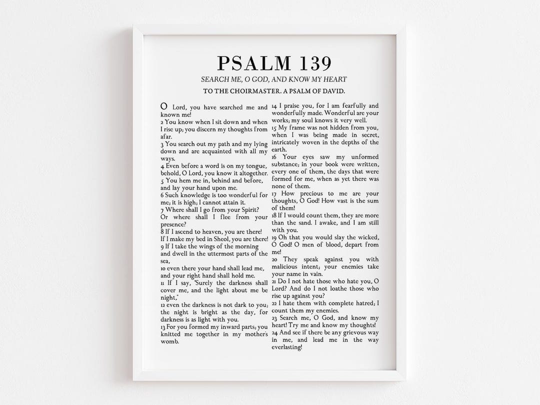 Psalm 139 ESV Bible Verse Printable, A Psalm of David, Faith Scripture ...