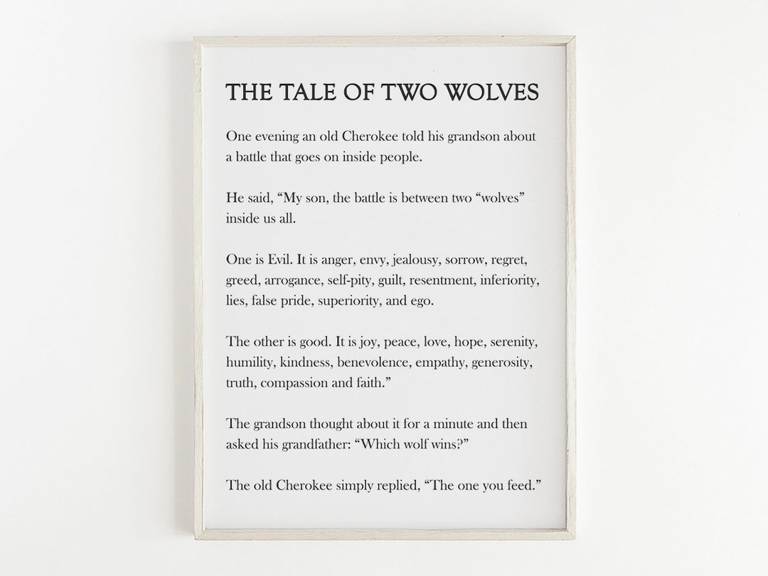 The Tale of Two Wolves - Cherokee Legend Printable, Inspiration Print ...