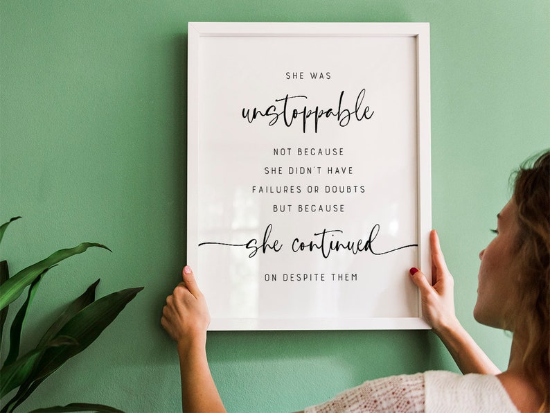 She Was Unstoppable Quote Printable, Girls Bedroom Wall Art, Digital ...