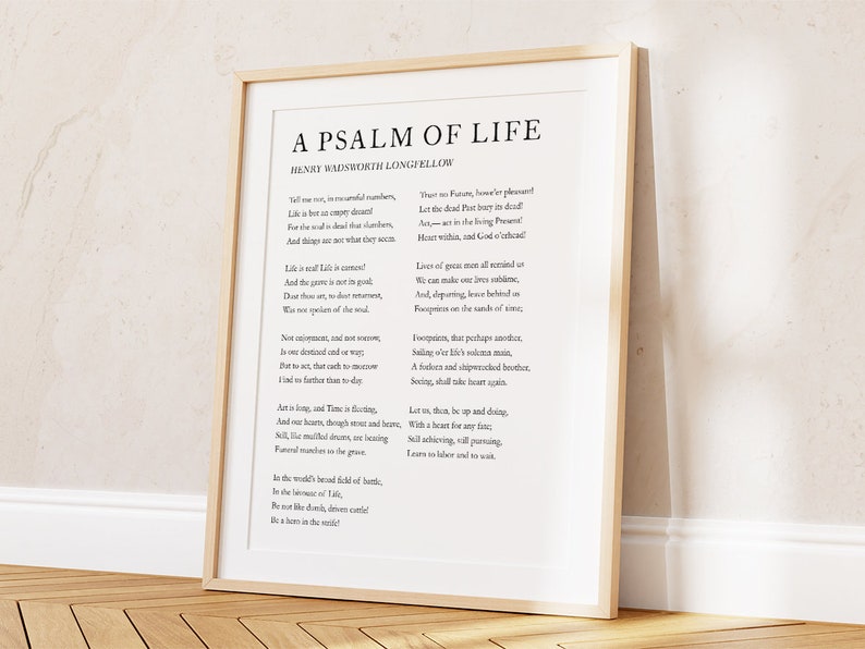 A Psalm of Life Poem Henry Wadsworth Longfellow Printable, Digital ...