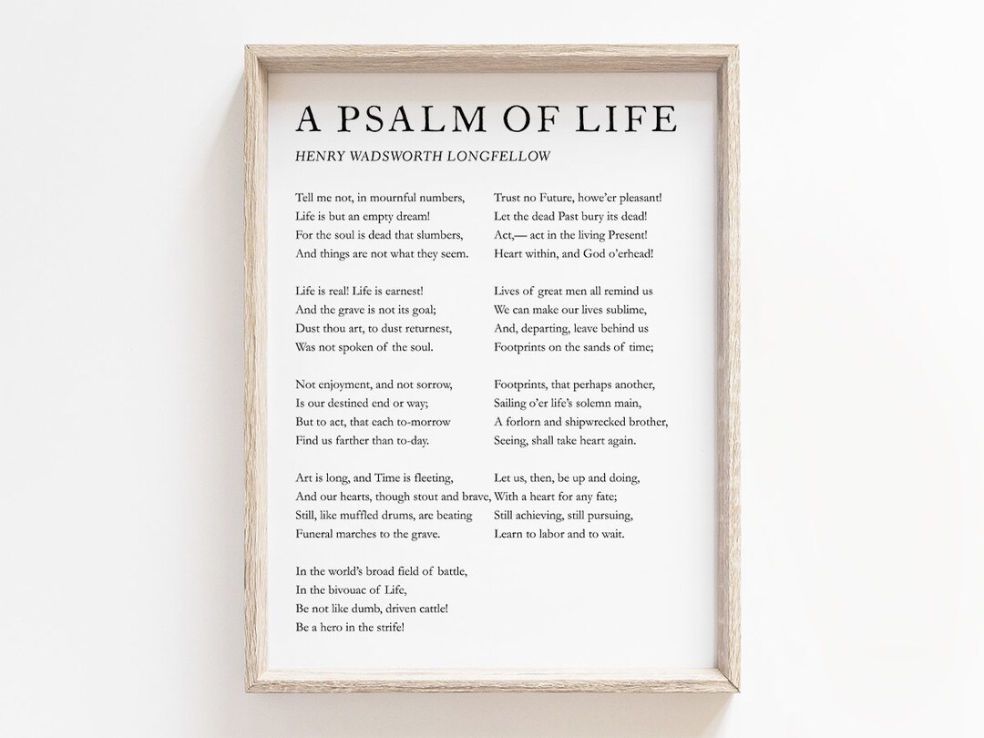 A Psalm of Life Poem Henry Wadsworth Longfellow Printable, Digital ...