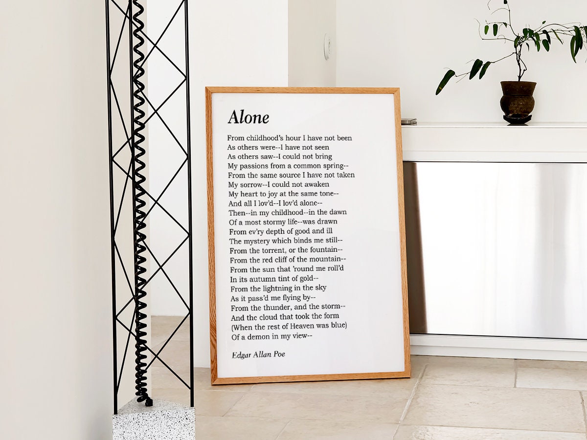 Alone Poem by Edgar Allan Poe Printable, Solitude Print Digital ...