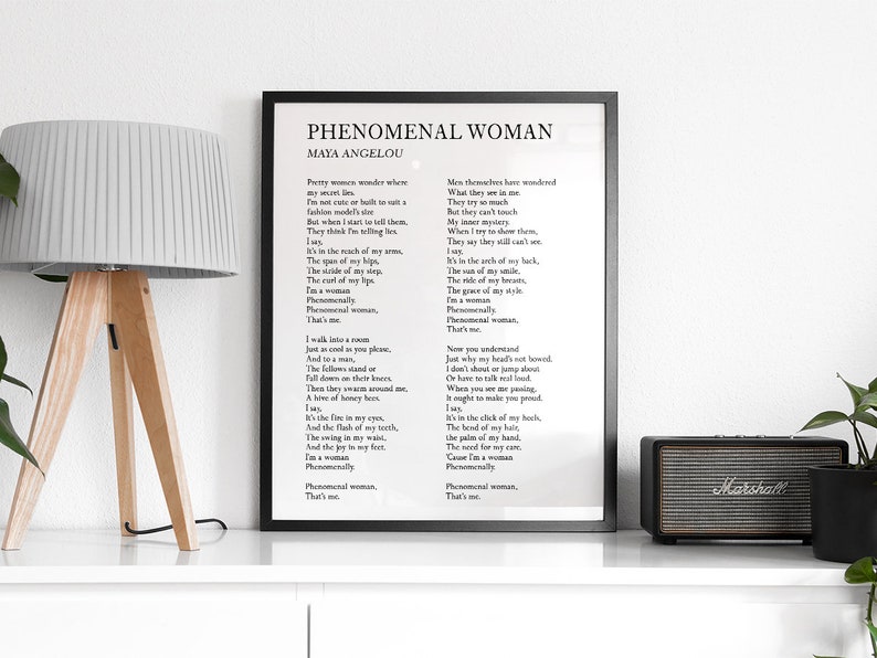 Phenomenal Woman Poem By Maya Angelou Printable Female Empowerment Digital Download Feminist