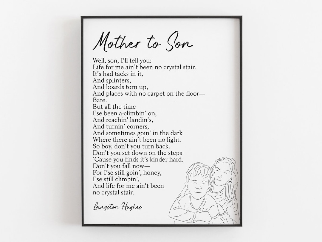 Mother to Son by Langston Hughes Printable, Mom's Guidance Print ...