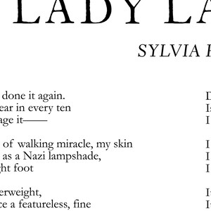 Lady Lazarus Poem - Sylvia Plath Printable, Digital Download, Literary ...
