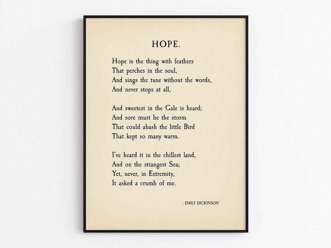 Hope Poem by Emily Dickinson, Vintage Printable, Digital Download ...