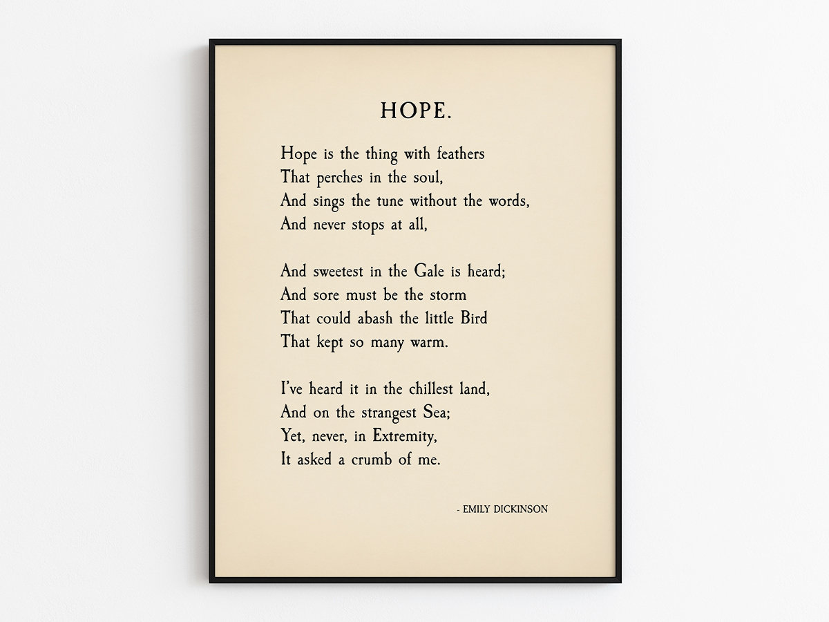 Hope Poem by Emily Dickinson, Vintage Printable, Digital Download ...