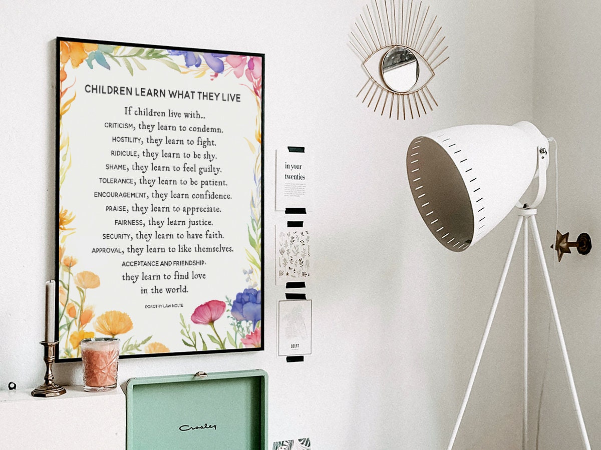 Children Learn What They Live Poem by Dorothy Law Nolte Printable ...
