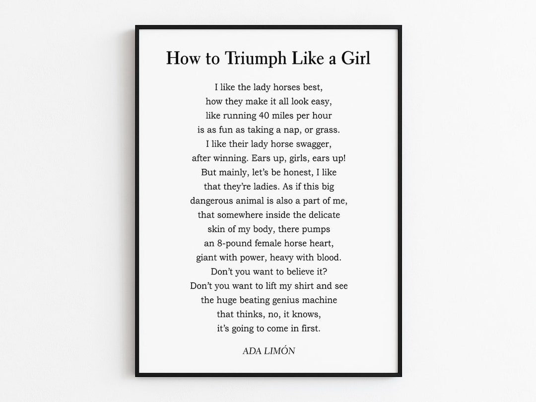 How to Triumph Like A Girl by Ada Limon Printable, Female Empowerment ...