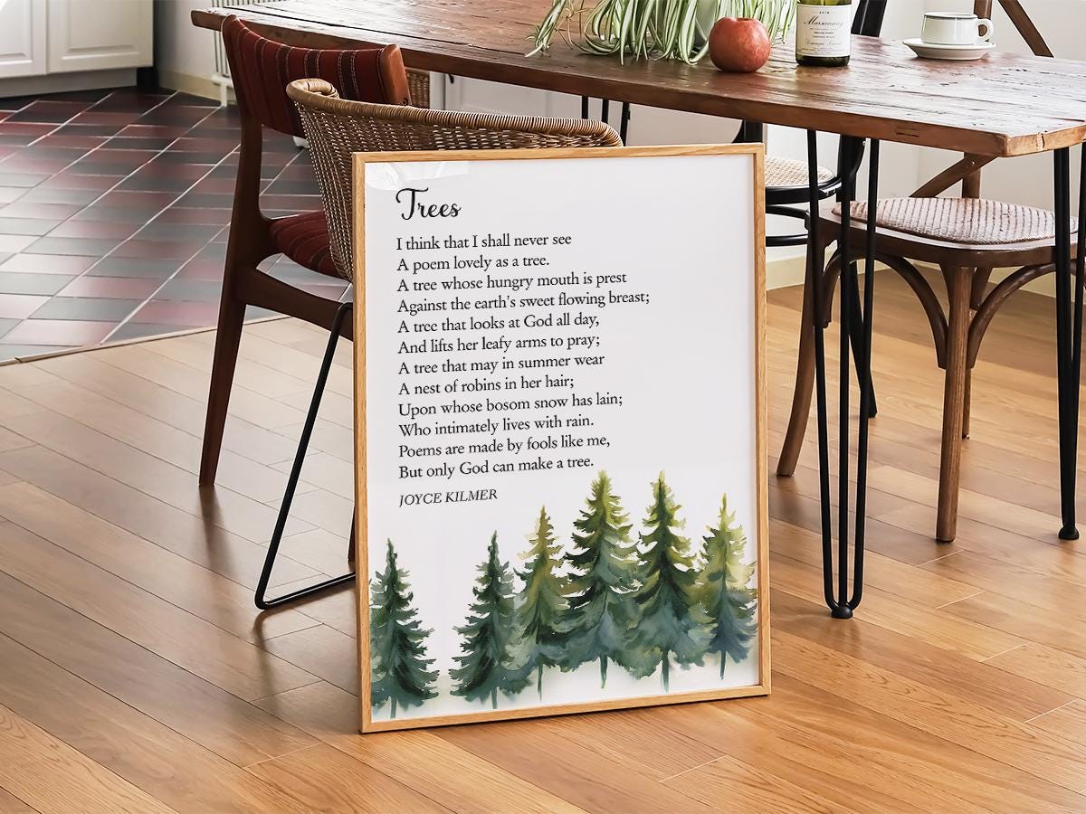 Trees Poem by Joyce Kilmer Printable, Nature Forest Wall Art, Digital ...
