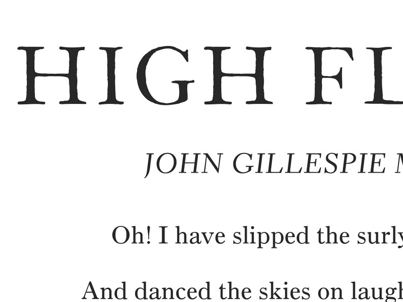 High Flight Poem by John Gillespie Magee Printable, Aviator Print ...