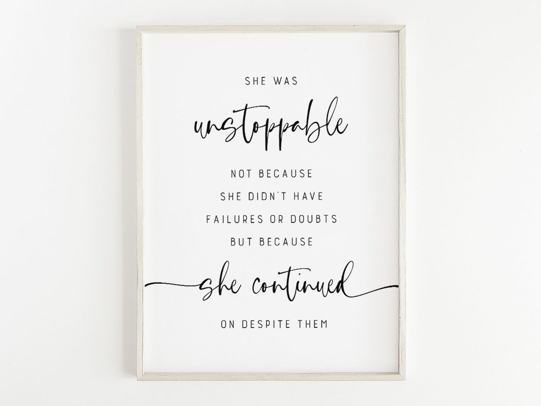 She Was Unstoppable Quote Printable, Girls Bedroom Wall Art, Digital ...