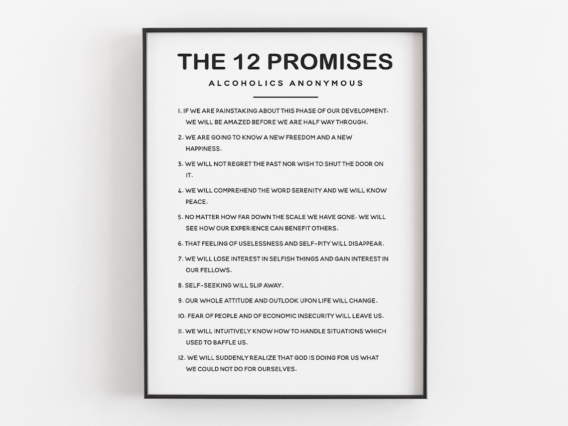 The 12 Promises of AA Printable, Digital Download, Strength in Sobriety ...