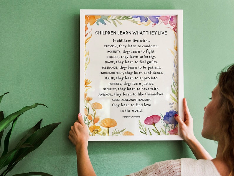 Children Learn What They Live Poem by Dorothy Law Nolte Printable ...