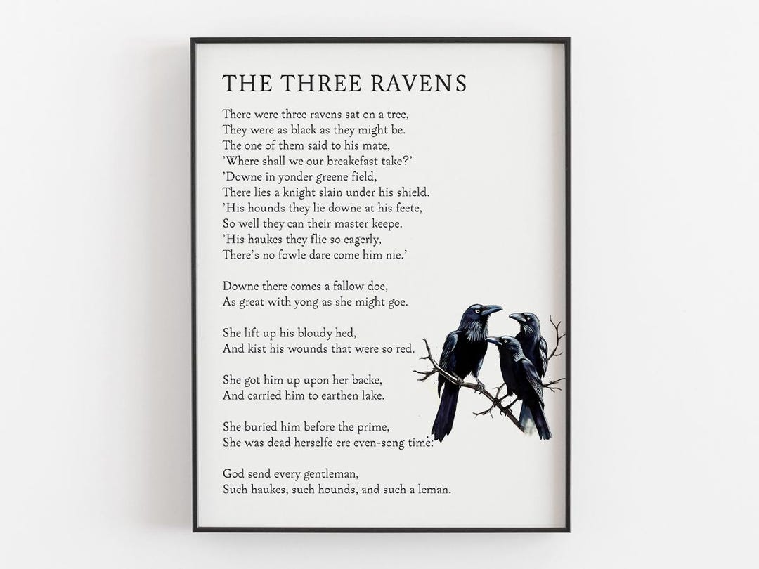 The Three Raven Poem Printable, Digital Download, Halloween Home Decor ...
