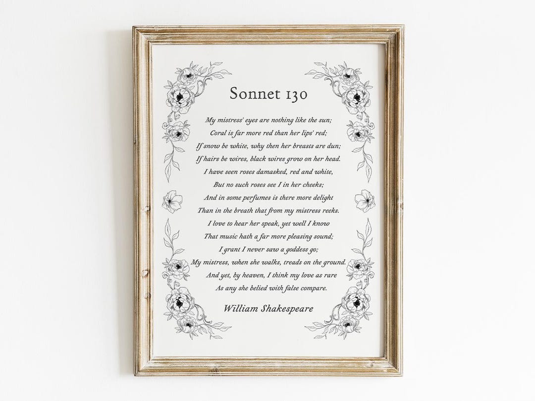 Sonnet 130 My Mistress' Eyes William Shakespeare Printable, Digital ...