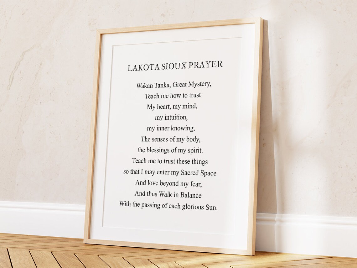 Lakota Sioux Prayer - Teach Me How to Trust Printable, Digital Download ...