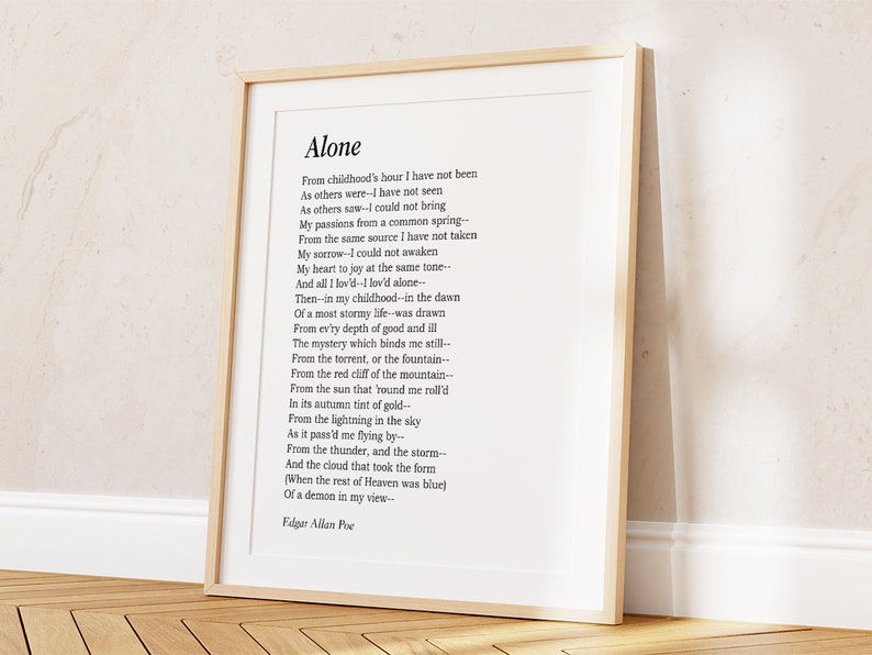 Alone Poem by Edgar Allan Poe Printable, Solitude Print Digital ...