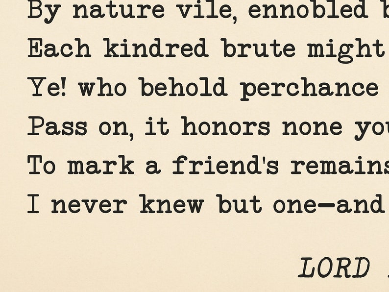 Epitaph to A Dog Poem by Lord Byron Printable, Digital Download, My ...