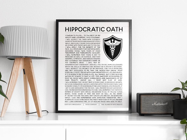 The Hippocratic Oath Printable, Digital Download, Doctor Clinic Medical ...